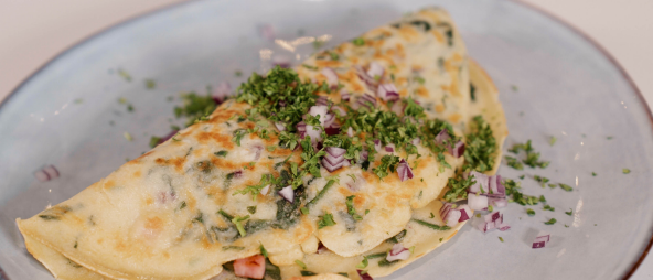 Crêpes salées au jambon et aux épinards
